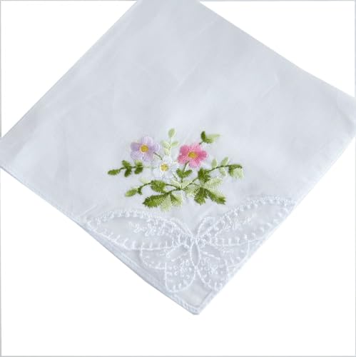 RDS HANKYTEX Cotton Embroidery Ladies' Handkerchiefs Lace Set of 6