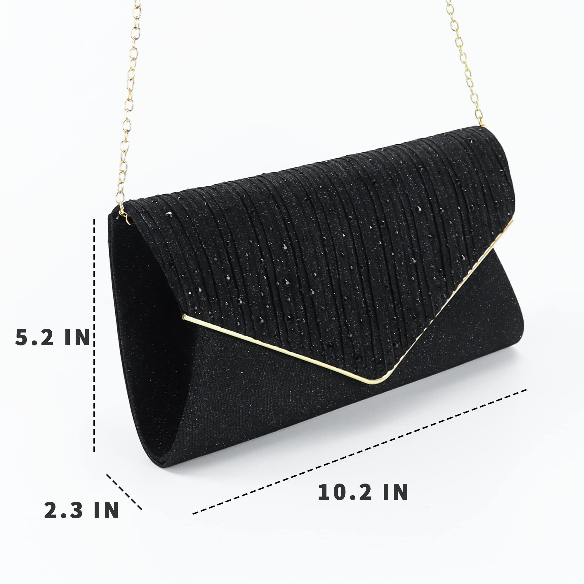Whale Power Women's Clutch Purses Envelope Evening Handbag Bridal Prom Party Purse Black