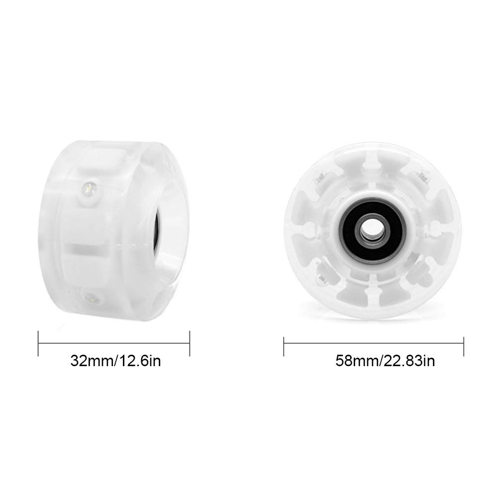 Roller Skate Wheels Outdoor Light Up LED Quad Rainbow Rollerskate Parts Tool Wheels,4 Pack 32mmX58mm/8 Pack 608 Bearing /4 Pack Core