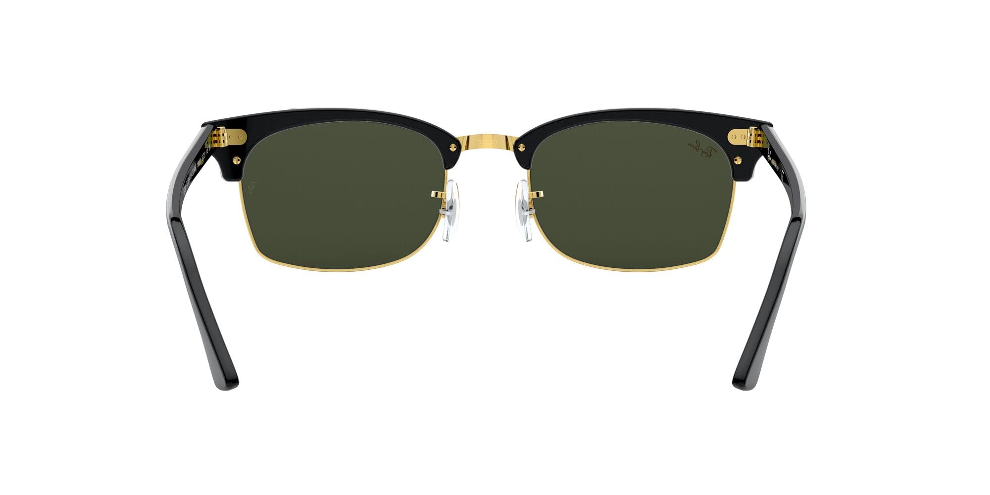 Ray-Ban RB3916F Clubmaster Square Low Bridge Fit Sunglasses, Black/G-15 Green Polarized, 55 mm