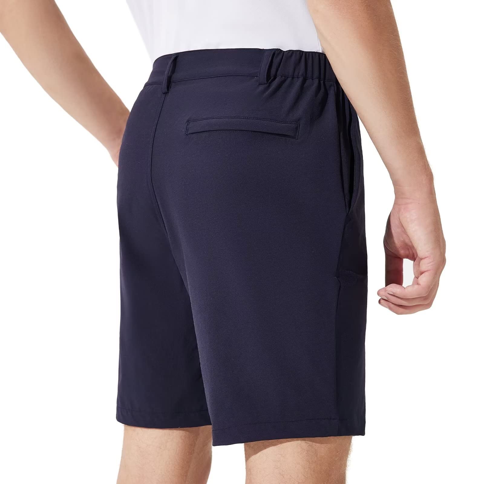 SURFEASY Men's Stretch Golf Work Shorts Dry Fit Lightweight Flat Front Cargo Hiking Casual Short(Navy,M)