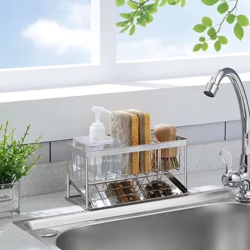 Xana Adjustable Partition Kitchen Sponge Holder for Sink,sink scrubber holder,Kitchen Sponge Holder for Dish Rags Brush Soap Scrubber,soap holder kitchen,dish soap holder