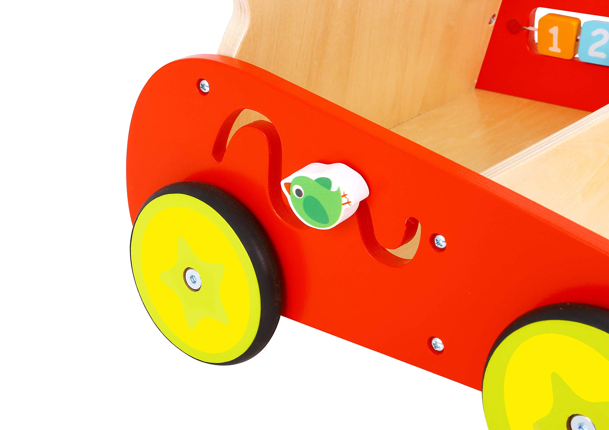Pidoko Kids Lion Baby Walker Cart with Wheels - Wooden Activity Center Push and Pull Toy - for 1 Year Old and Up