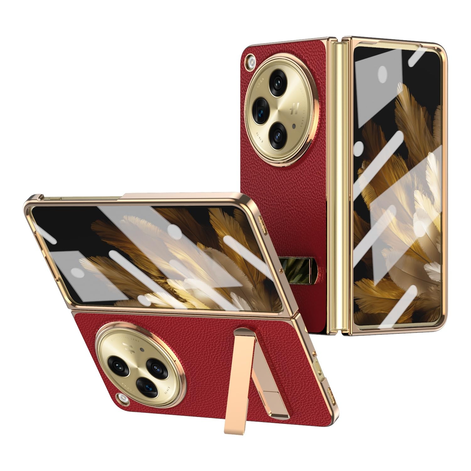 Phone Flip Case Compatible with Oppo Find N3 Case with Screen Protector Case, Luxury Shockproof Electroplated Case,Shockproof Cover Anti-Drop Full Protective Cover Compatible with Oppo Find N3 Protect