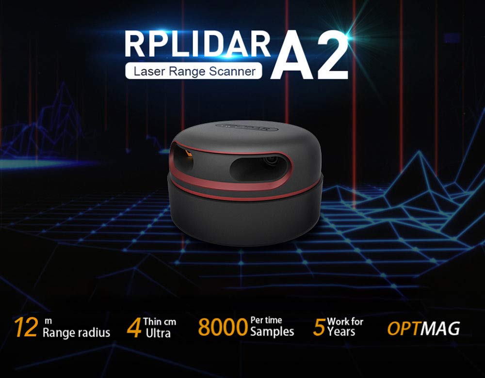 RPLIDAR A2M8 360 Degree 2D Laser Range Sensor Kit, 15Hz Scan Rate and 12 Meters Distance Ladar Scanner Module for Intelligent Obstacle/Robot/Maker Education