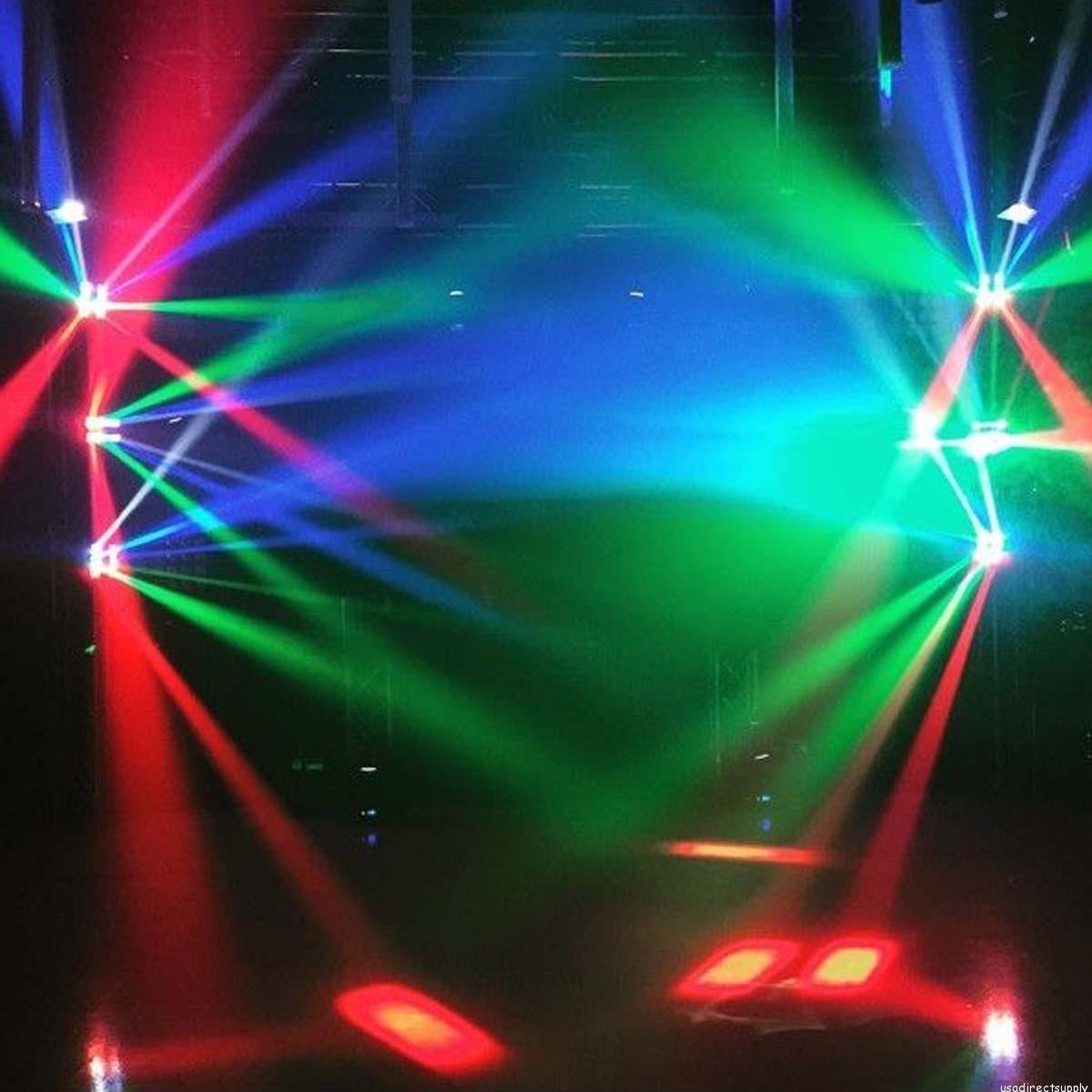 Spider Moving Head Light 8x10W LEDs Beam DJ Lights RGBW Sound Activated and DMX-512 Control for Party Pub Disco Show Wedding Event Stage Lighting (2Pack)