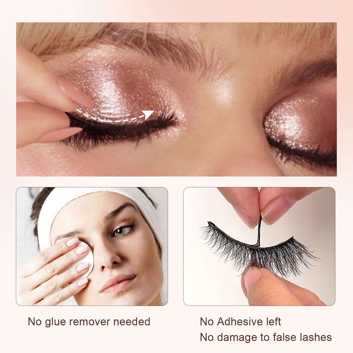 Self Adhesive Eyelashes Strips for Lashes Natural Look 36 Pcs Strong-Hold Reusable Self Adhesive Eyelashes Spare Adhesive Strip (Black)