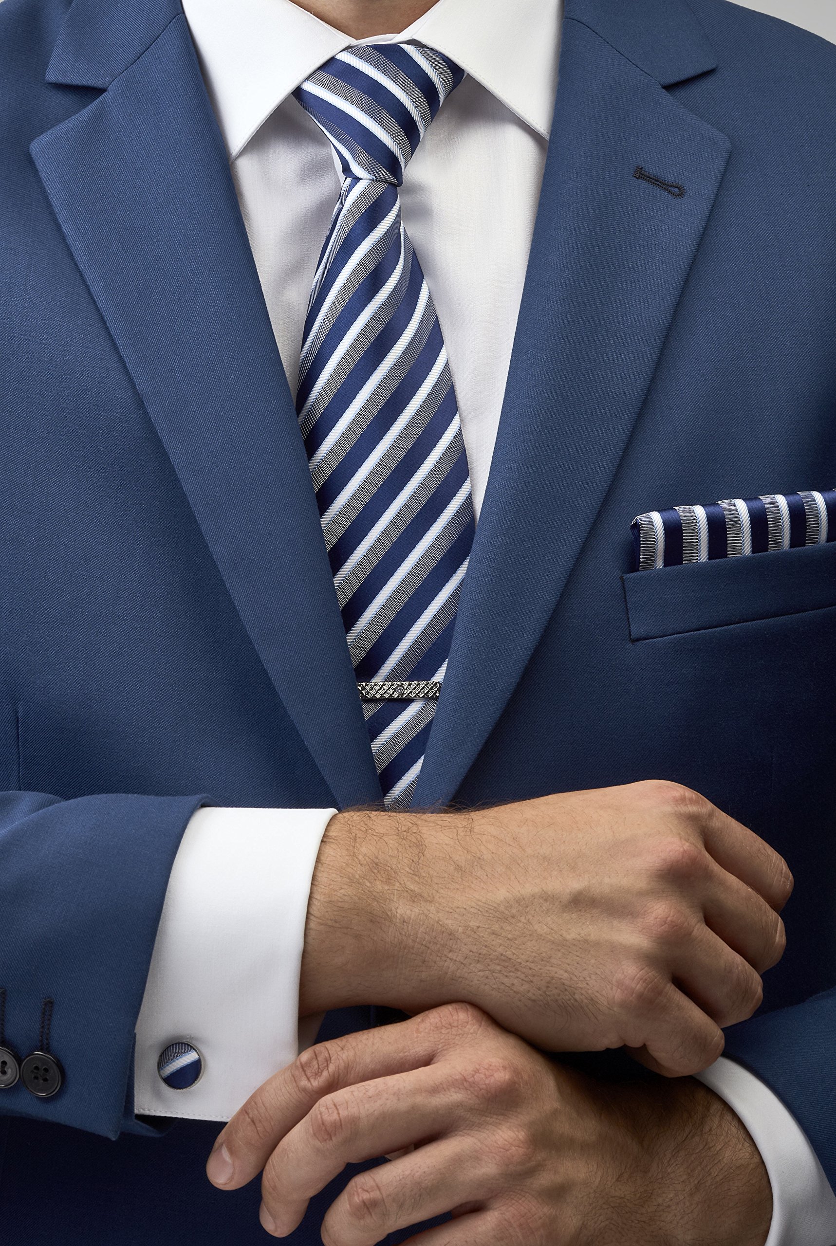 Premium Men’s Gift Tie Set Silky Necktie Pocket Squares Tie Clips Cufflinks For Men