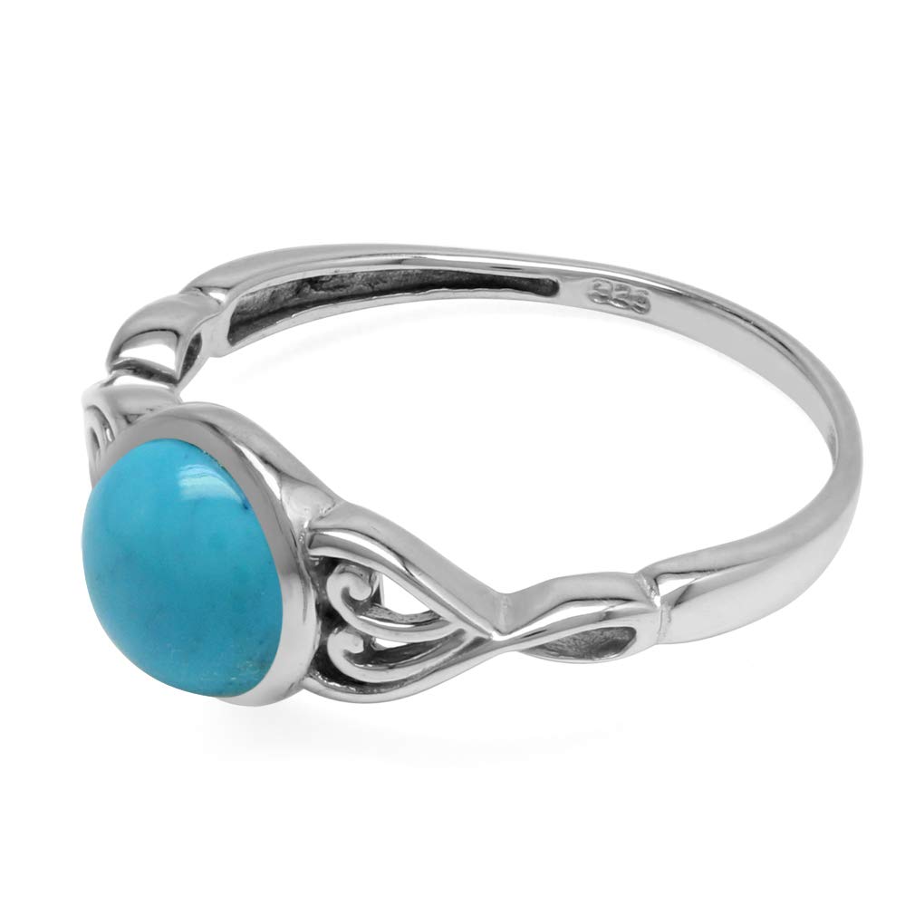 Silvershake 7mm Genuine Arizona American Turquoise 925 Sterling Silver Victorian Style Solitaire Ring Jewelry for Women Size 7