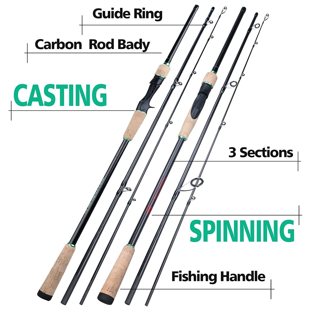 XWWDP Baitcasting Rod 1.8M 2.1M 2.4M M Power Lure Rod Casting Spinning 3 Section Light Boat Lure Fishing Rod (Size : 2.4m Casting Rod)