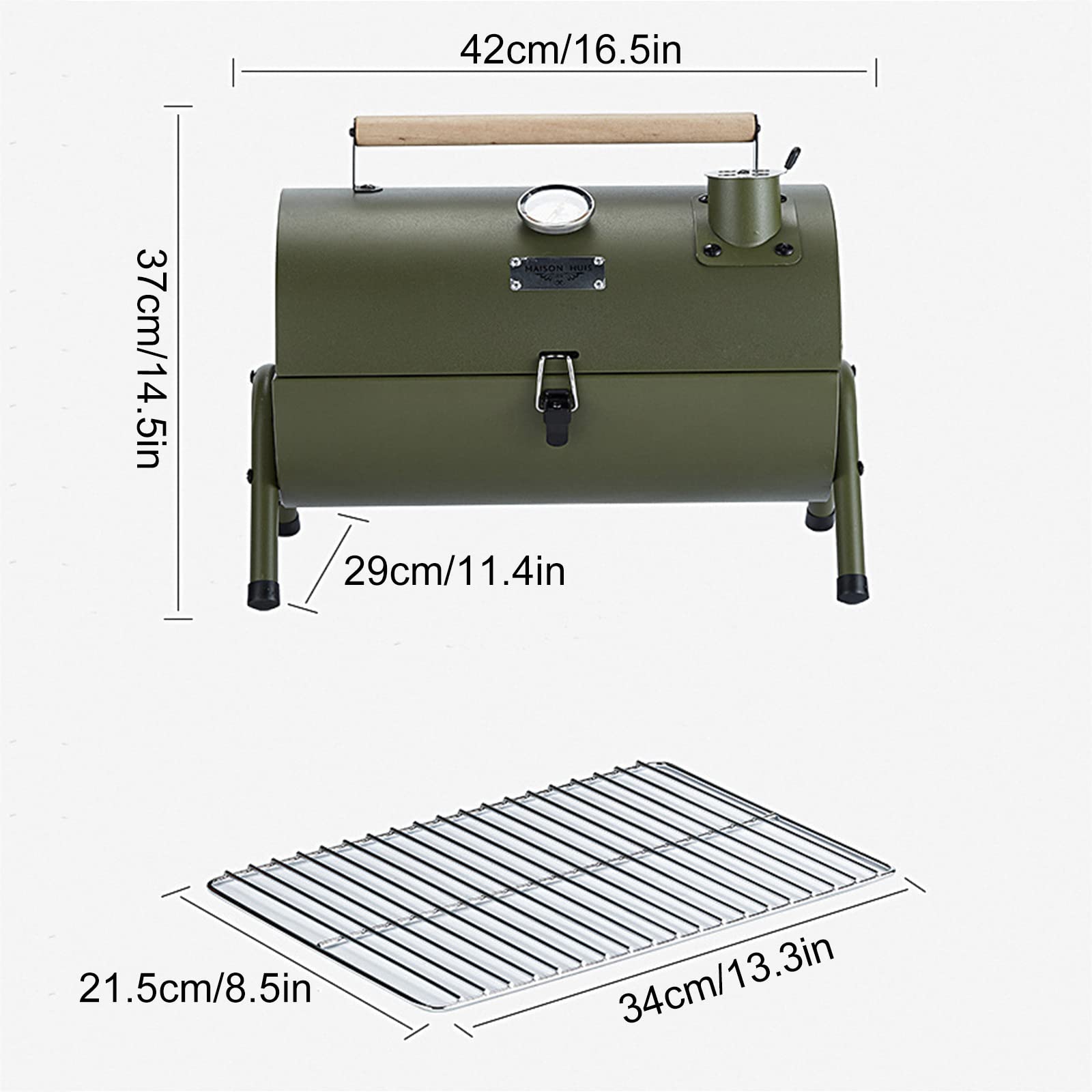 Portable Charcoal Grill Mini BBQ Grill with Lid and Thermometer, Tabletop Small Barbecue Grill & Smoker, Compact Outdoor Cooking Grill for 3-5 People Backyard Picnics Beach Camping,Red
