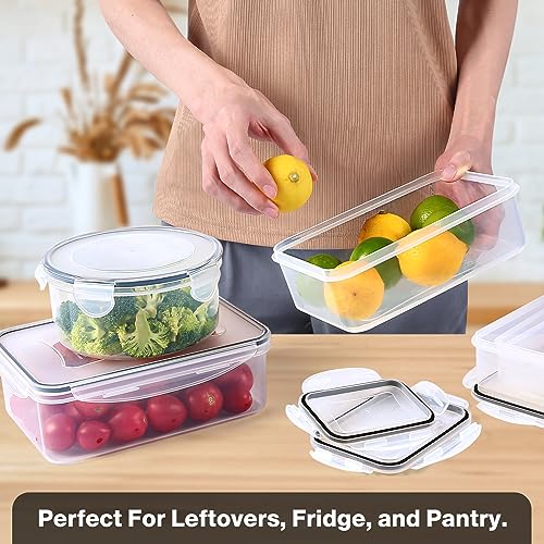 Tiastar 38PCS Food Storage Containers with Lids, Airtight Plastic Storage Containers, BPA Free &100% Leakproof Food Containers, Includes 16 Reusable Labels & 1 Marker