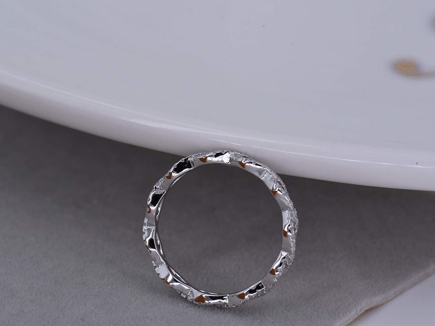 Rose Gold Wedding Band Women Twist CZ Wedding Ring Infinity Full Eternity Dainty Stacking Bridal Delicate Bridal
