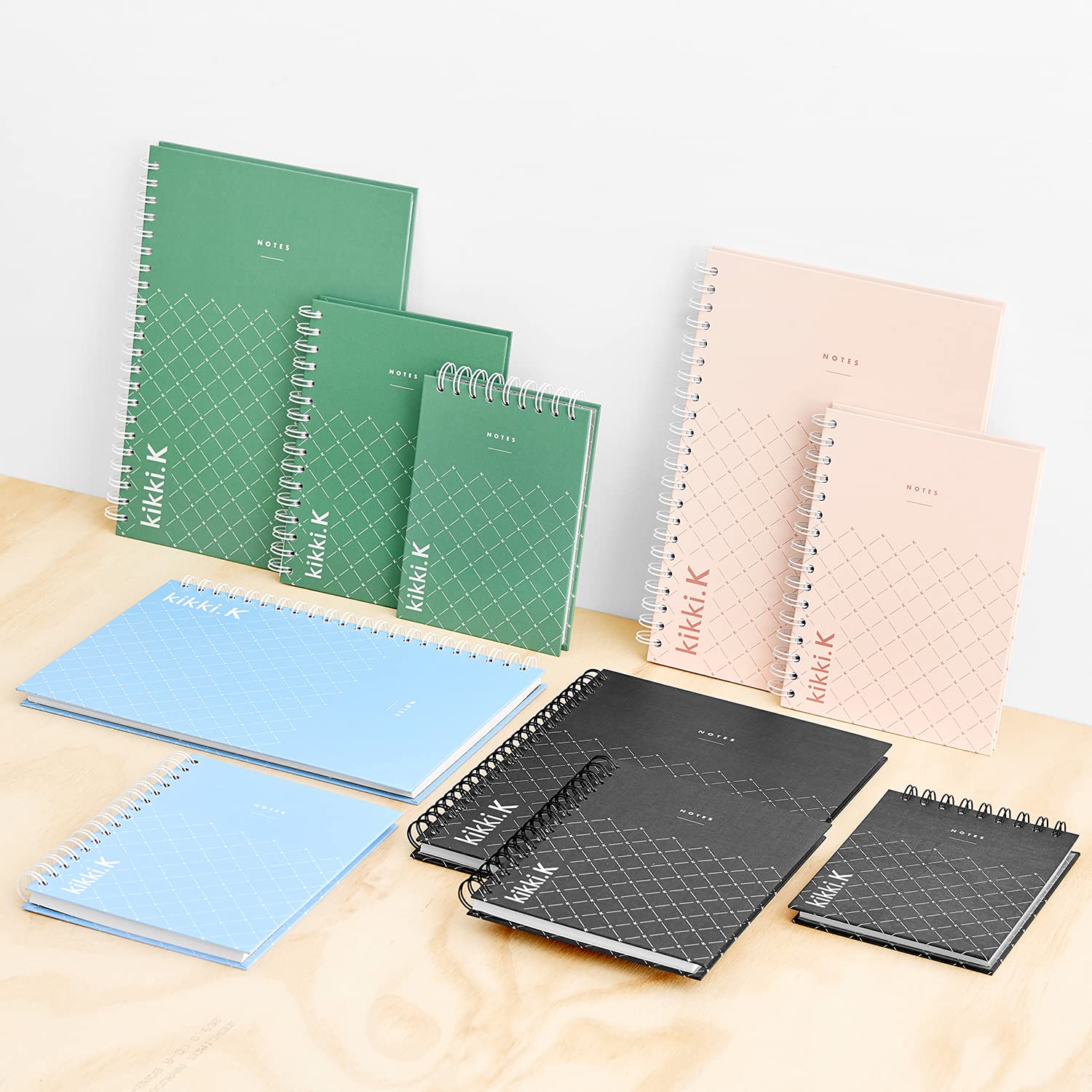 Spiral Coiled Everything Notepad - Black: Essentials. 72 Sheets of Quality Colored Paper in 6 Unique Designs. Sturdy Wrapped Greyboard Front and Back Covers by kikki.K