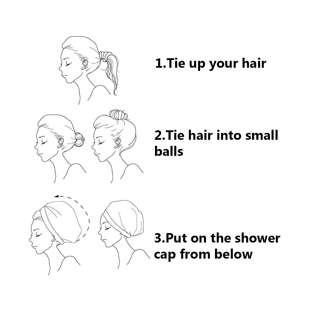 Shower Cap 3 PACK, Double Layers Bath Cap with Adjustable Elastic Band, Stylish Shower Cap for Women Long Thick Hair (Unicorn,Floral,Lemon)