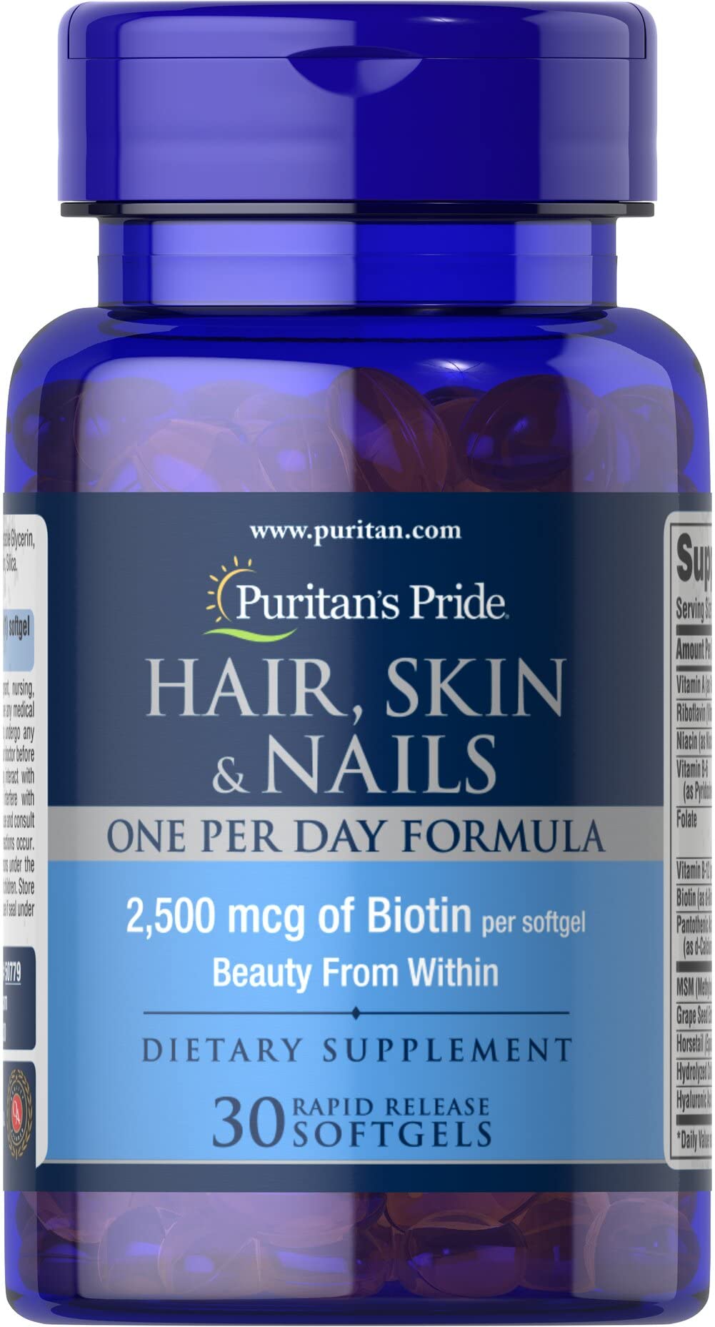 Puritan's Pride Hair, Skin & Nails One Per Day Formula-30 Softgels