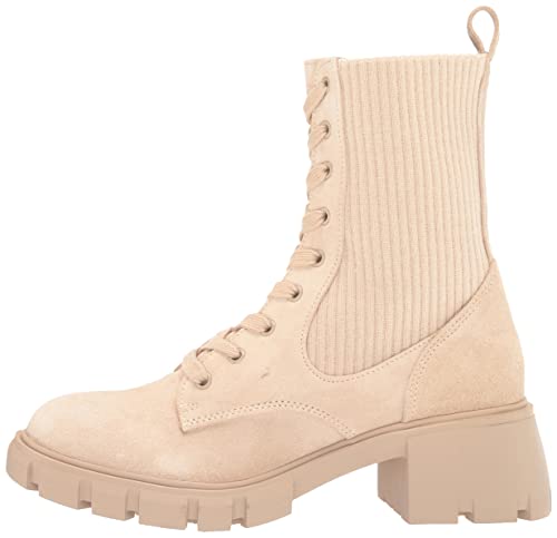 Steve Madden Women's Hunt Combat Boot, Sand Suede, 7.5