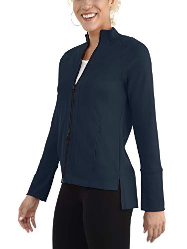 Seek No Further by Fruit of the Loom Women's Long Sleeve Full Zip Raglan Track Jacket, Navy Nights, X-Large