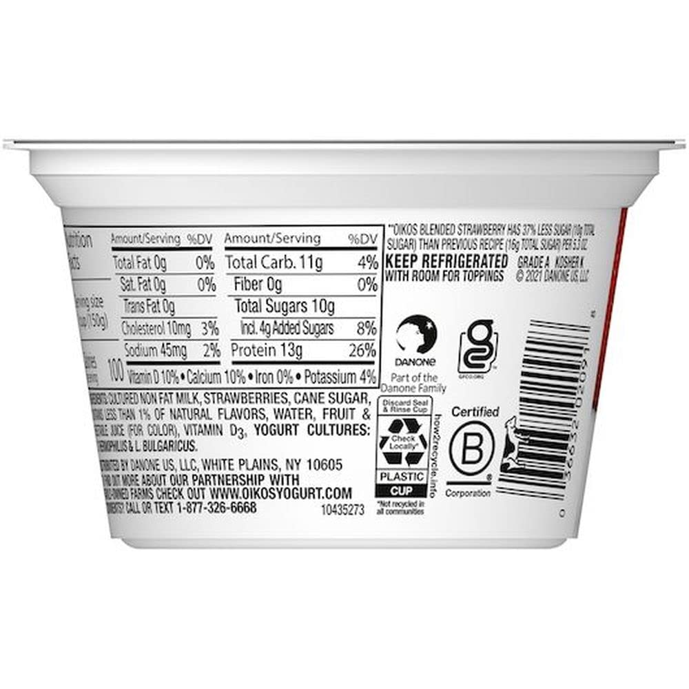 Oikos Core Strawberry Greek Yogurt, 5.3 Ounce Cup - 12 per case