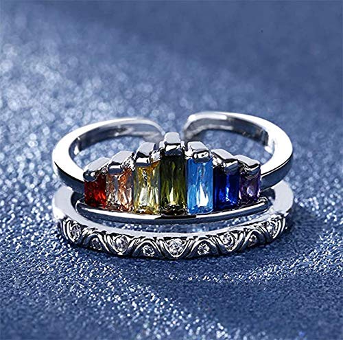 SPKAGY Rainbow Ring, Adjustable Ring, Gift Ring for Daughter and Mother, Geometric ring, Wedding Ring, Anniversary Ring