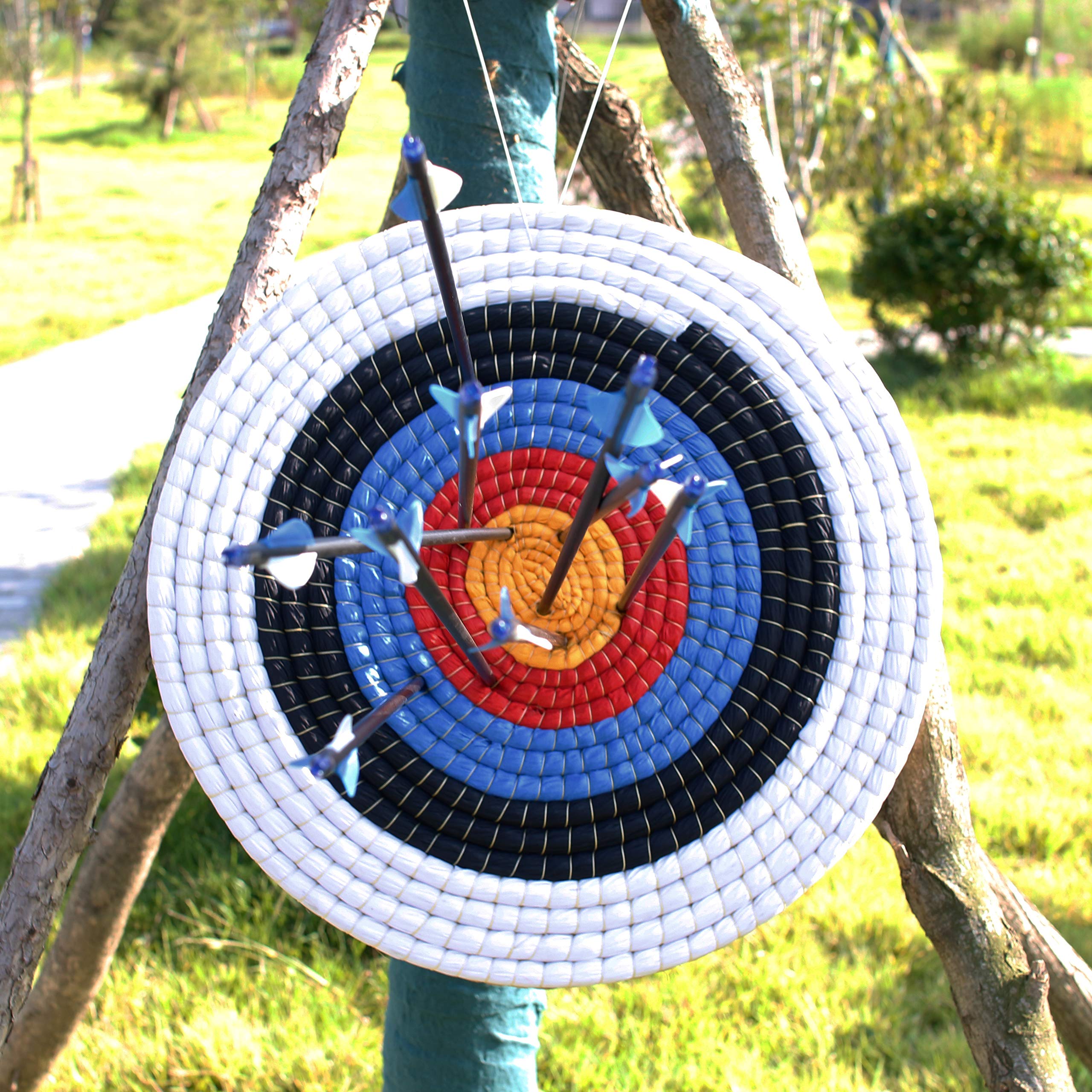 SinoArt Traditional Solid Straw Round 3 Laryes Hand-Made Archery Target Face for Recurve Bow Longbow Shooting Practice with 5 Paper Target Face
