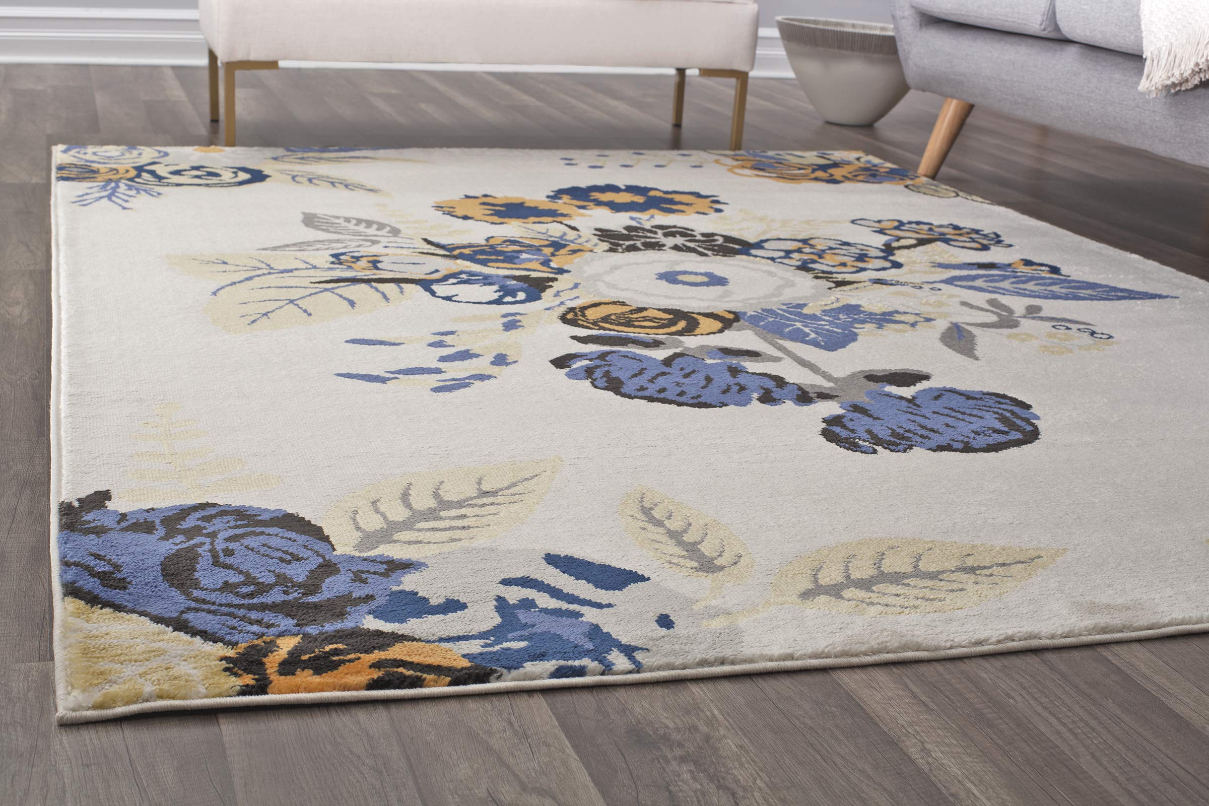 Rugs America Hanna VA40B Rose Garden Ivory Floral Transitional Area Rug, 2'x4'