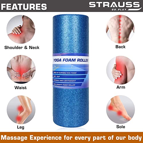 STRAUSS High Density Foam Roller, 30Cm, (Blue)