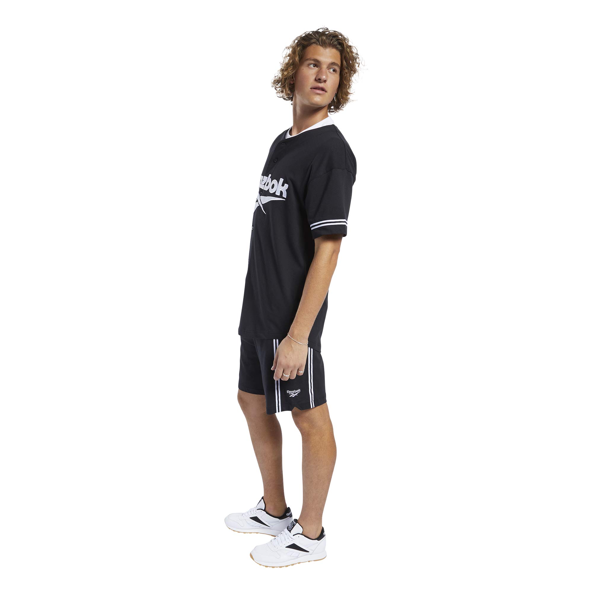 Reebok Classic Baseball Jersey Shirt, Black, XL