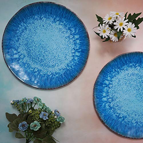 Topmela Melamine Dinner Plate Plastic Bread Butter Plates Set of 6 Pcs 11 inch Lightweight Shatter Proof Chip Resistant Dishwasher Safe Not Microware Not Oven(Light Blue)