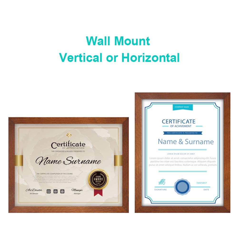 RPJC Document Frame Certificate Frames (6PK) Made of Solid Wood High Definition Glass and Display Diplomas 8.5x11 Inch Standard Paper Frame Brown