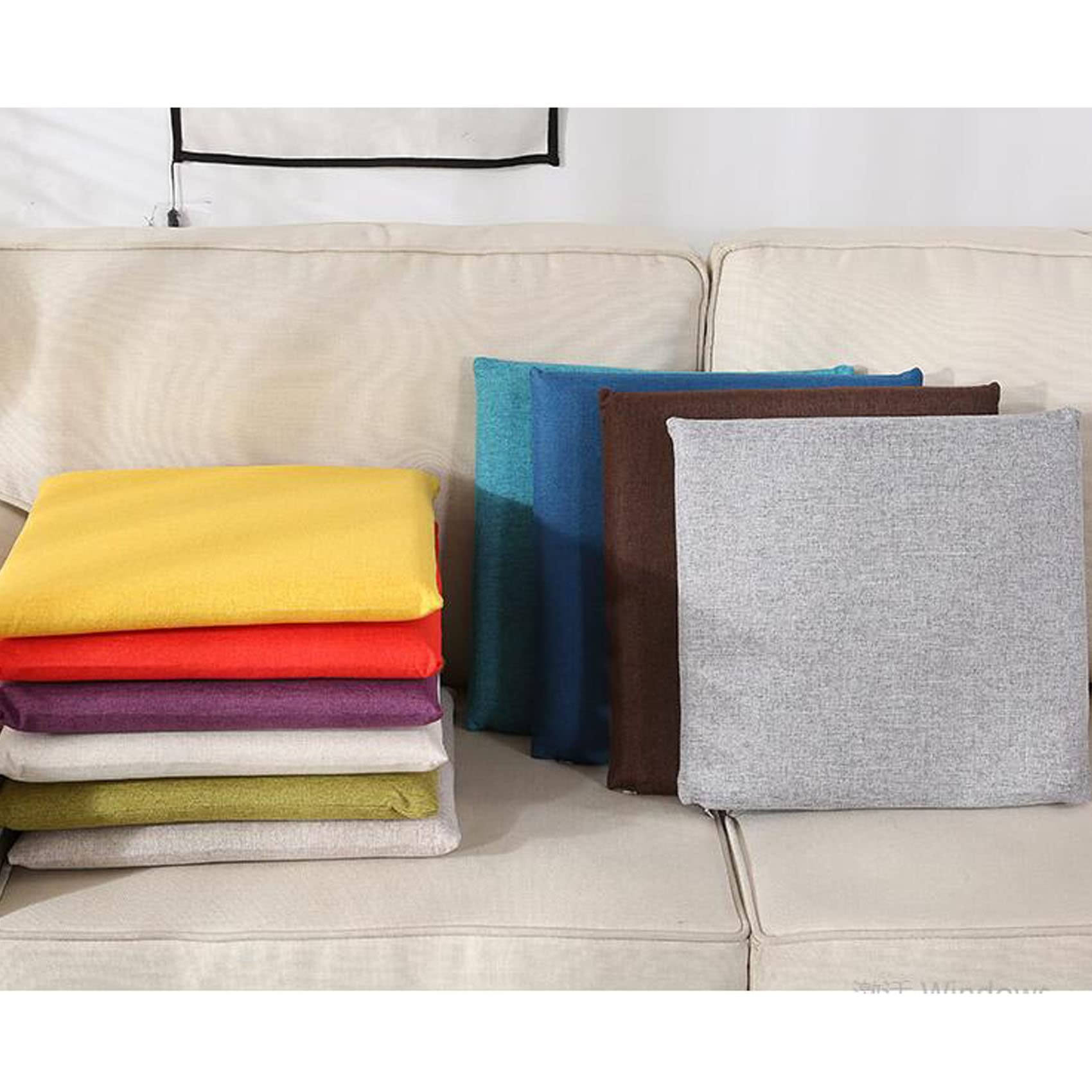XRuixiEr 2pcs Chair Cushion,Square Seat Pad Stool Cushion Soft Cushion Memory Foam Chair Pad with Removable Zippered Cover for Dining Garden Kitchen-Yellow 40x40cm(15.7x15.7in)
