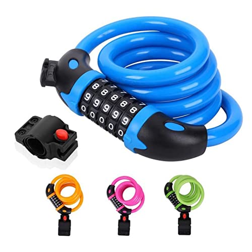 XFTD Bicycle Lock Bicycle Lock Electric Bike Five-bit Code Lock Mountain Bike Bar Wire Ring Lock Riding Equipment Bicycle Lock Convenient and Practical (Color : Green)