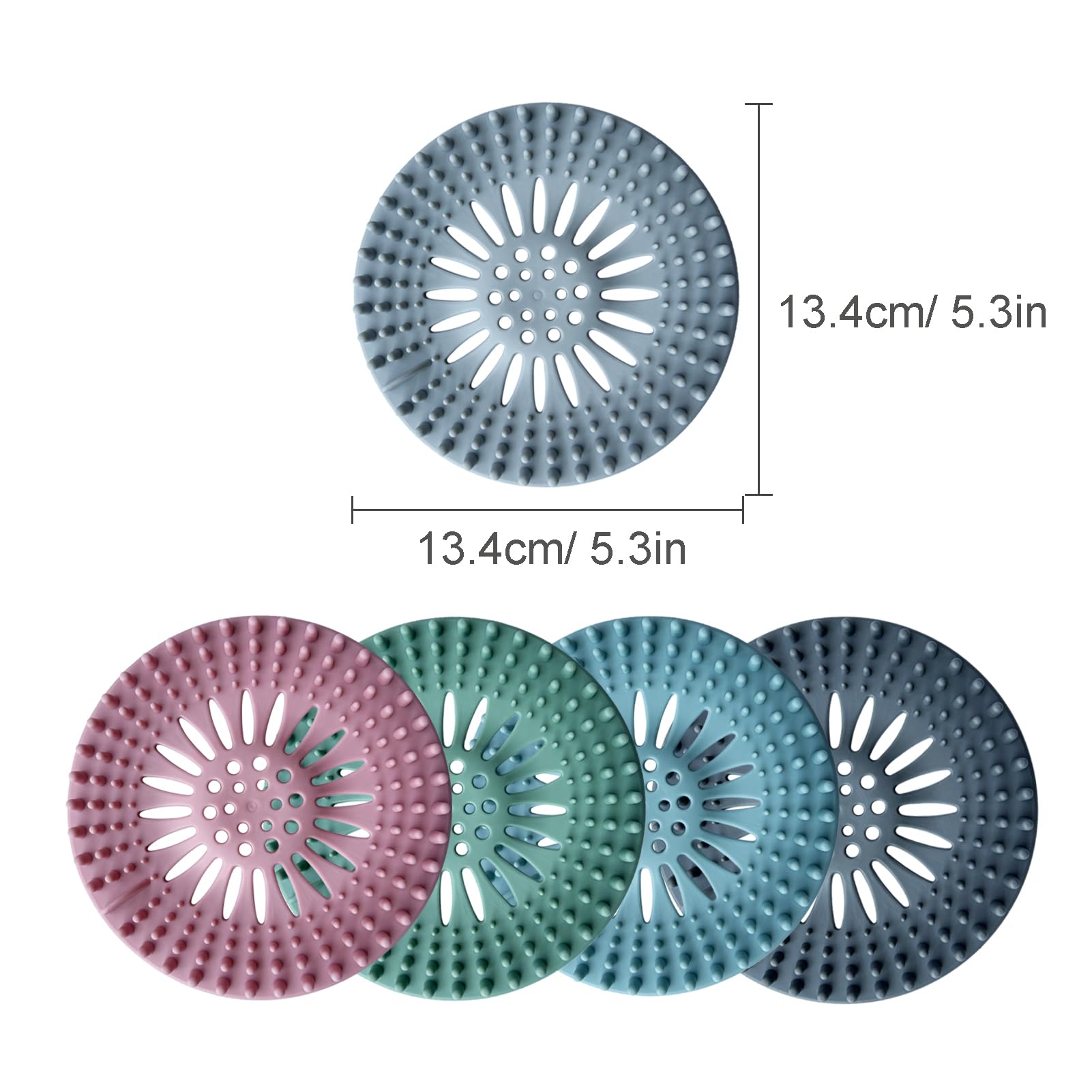 Shower Drain Hair Catcher Durable Silicone Hair Stopper Shower Drain Covers Easy to Install and Clean Suitable for Bathroom Bathtub Tub and Kitchen 5 Pack
