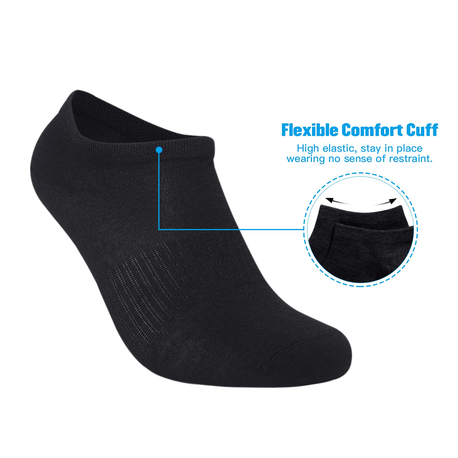 TAKIYA No Shows Socks Men,Low Cut Short Bombas Socks For Men 3 Pairs Ankle Running Breathable Size 7-10/10-13 (US 10-13, Black+White+Grey)