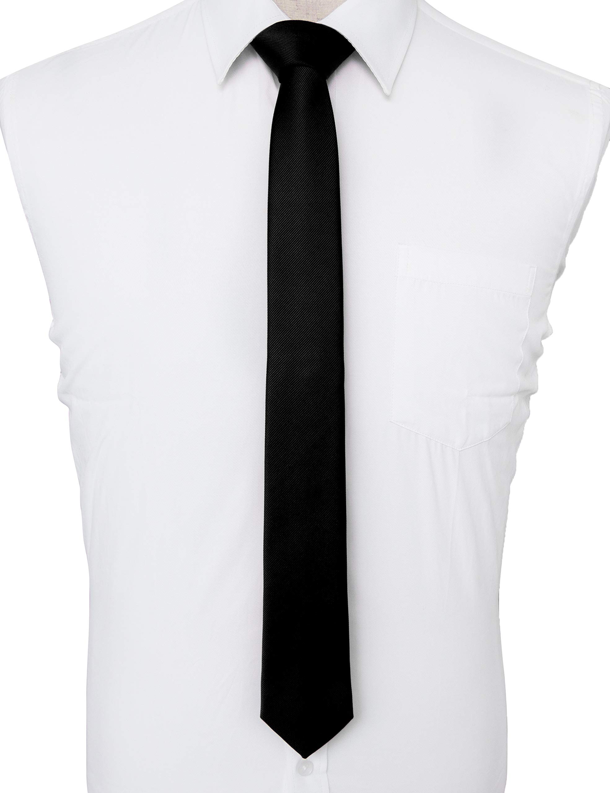 RBOCOTT 2.4" Black Skinny Tie for Men Silk Wedding Business Slim Necktie(9)