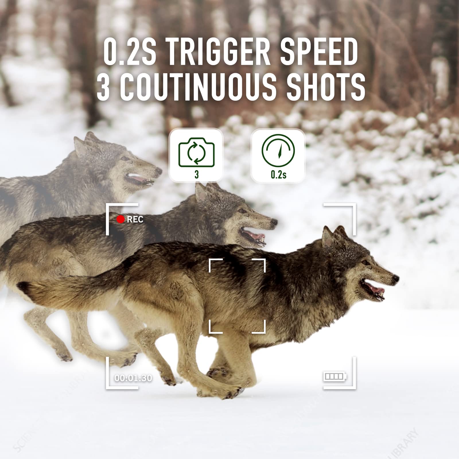 Trail Camera 1080P 24MP IP66 Waterproof with Night Vision Clear 100ft Motion Activated 0.1s Trigger Time Continuous Shooting LCD with Glow Hunting Gear Trail Game Camera