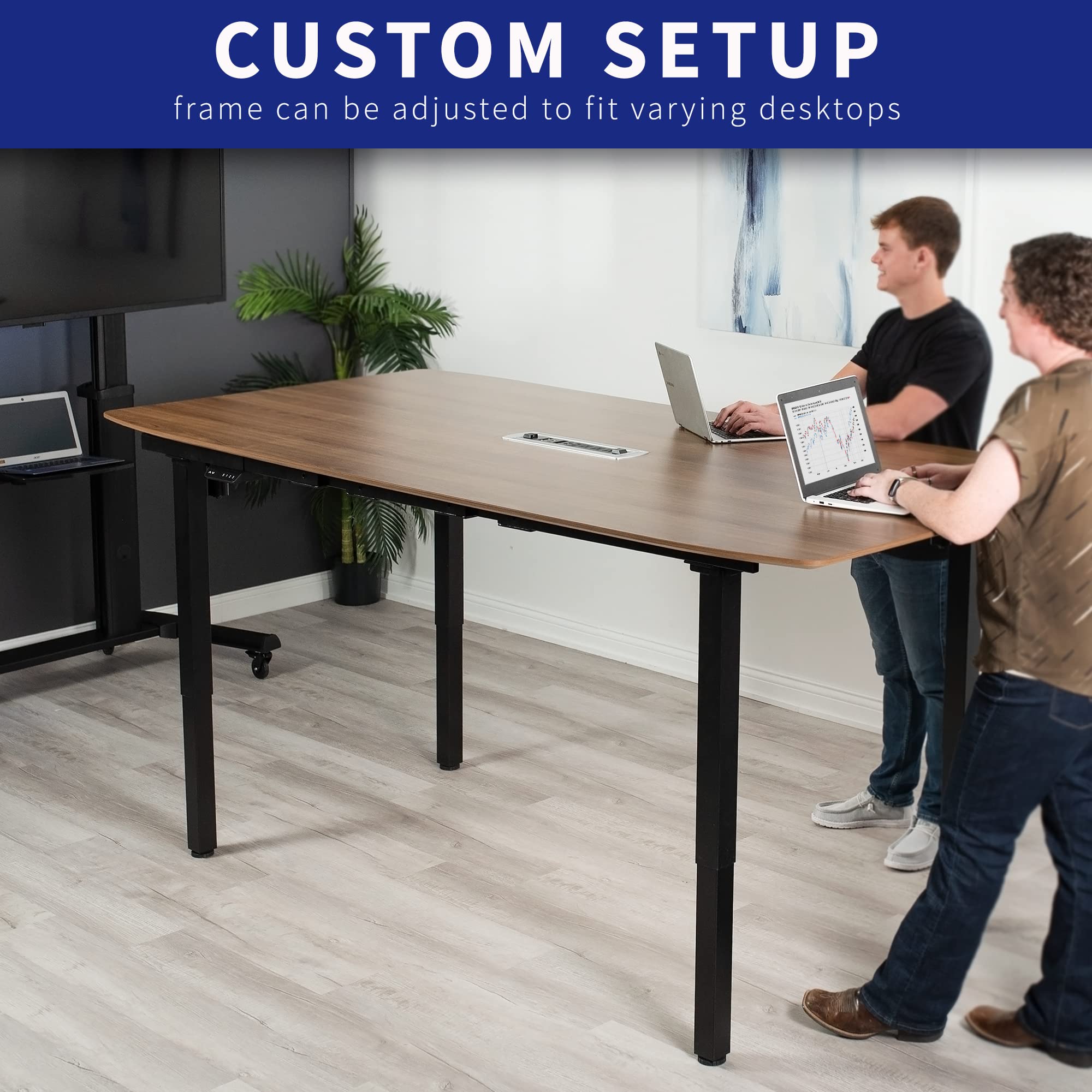 VIVO 4-Leg Dual Motor Electric Stand Up Desk Frame for Height Adjustable Workstation, Frame Only, Memory Control, Holds Extra Large Table Tops up to 130 x 60 inches and 352 lbs, Black, DESK-E-400B