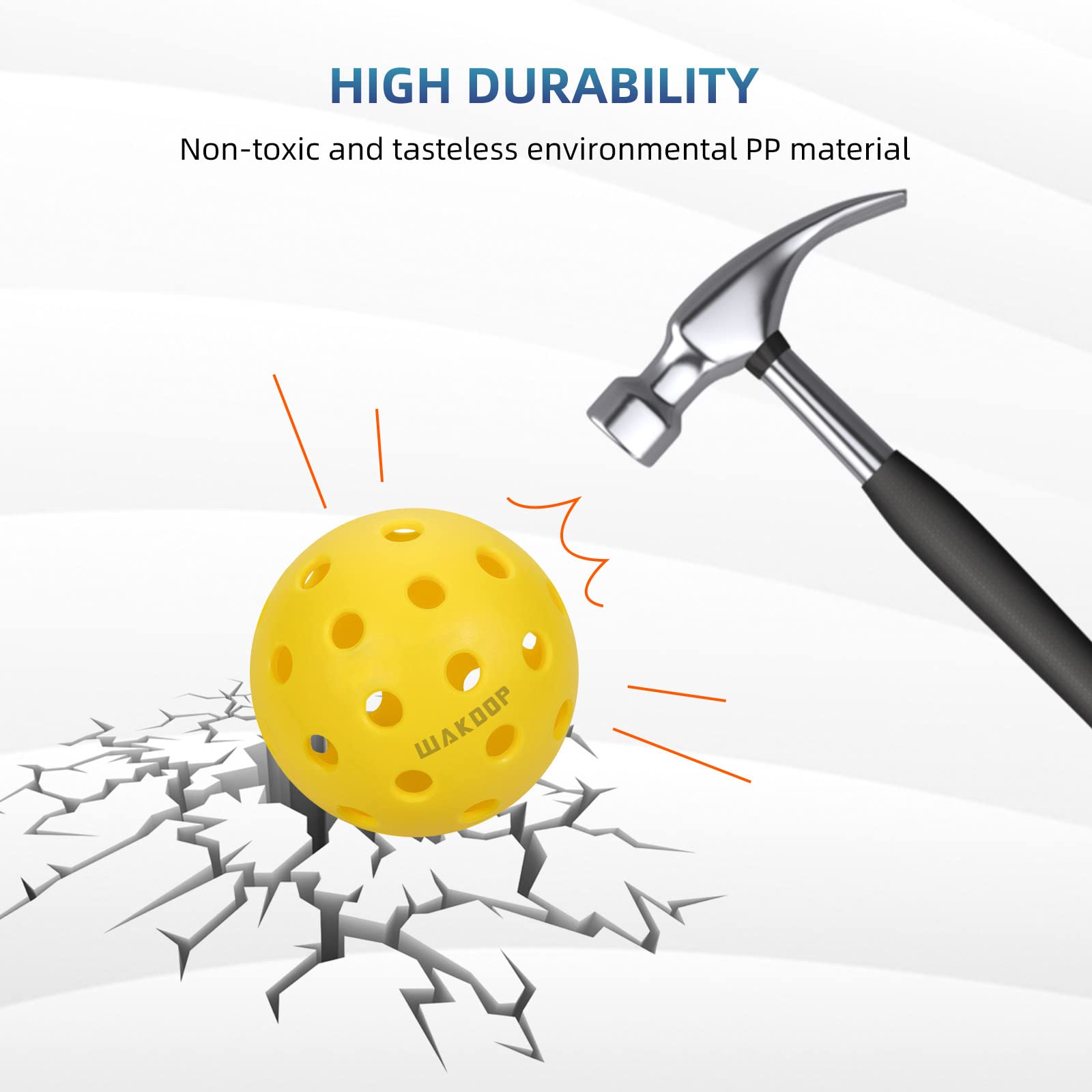 wakdop Outdoor Pickleball Balls, High Elasticity Pickle Balls for Outdoors and Indoor Courts, 40 Precisely Drilled Holes 6 Packs Yellow