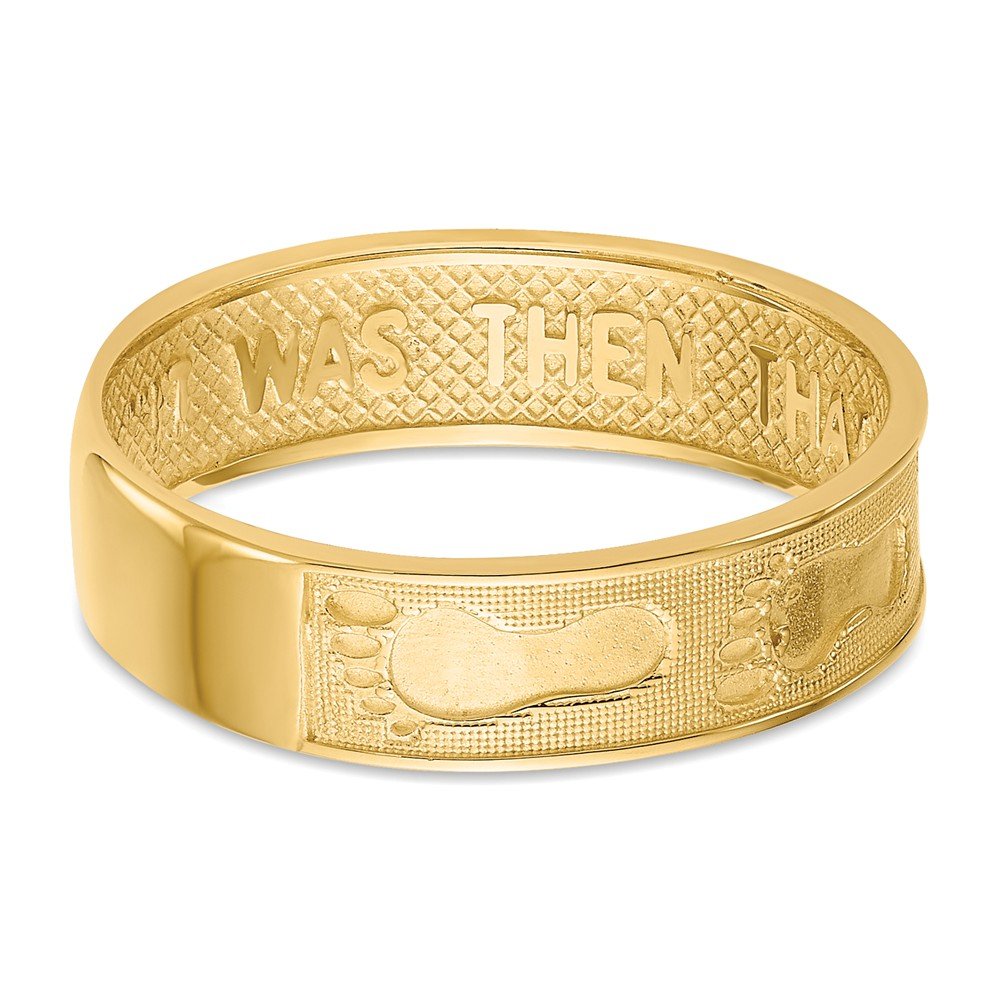 Solid 14k Yellow Gold Footprints In The Sand Ring Band Size 9