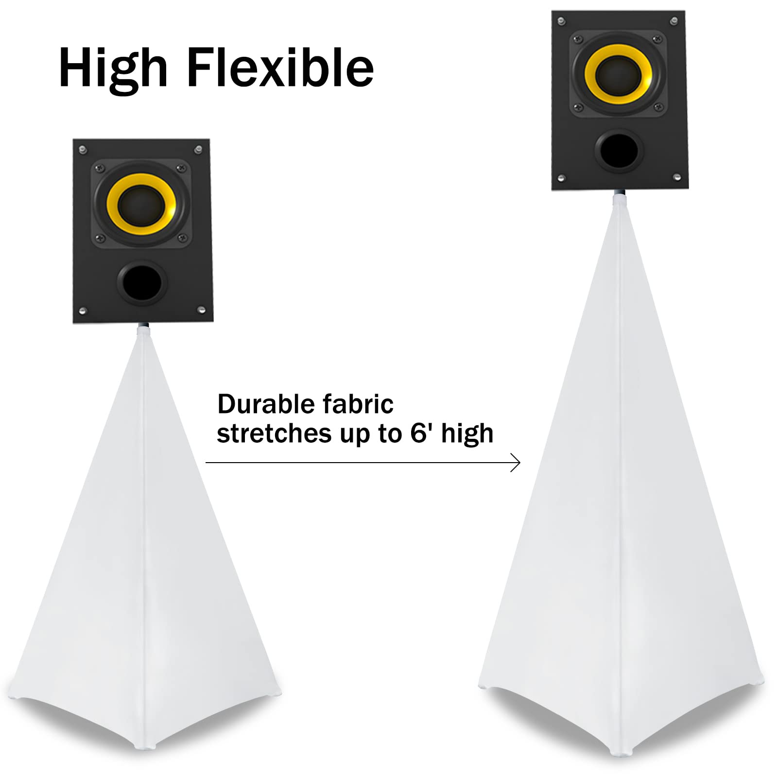 Wakult Speaker Stand Cover-Dj Speaker Covers Compatible with Most Adjustable Tripod Speaker Stand,Speaker Stand Scrim 360 Degree Cover with Free Travel Bag (Two Pack-White)