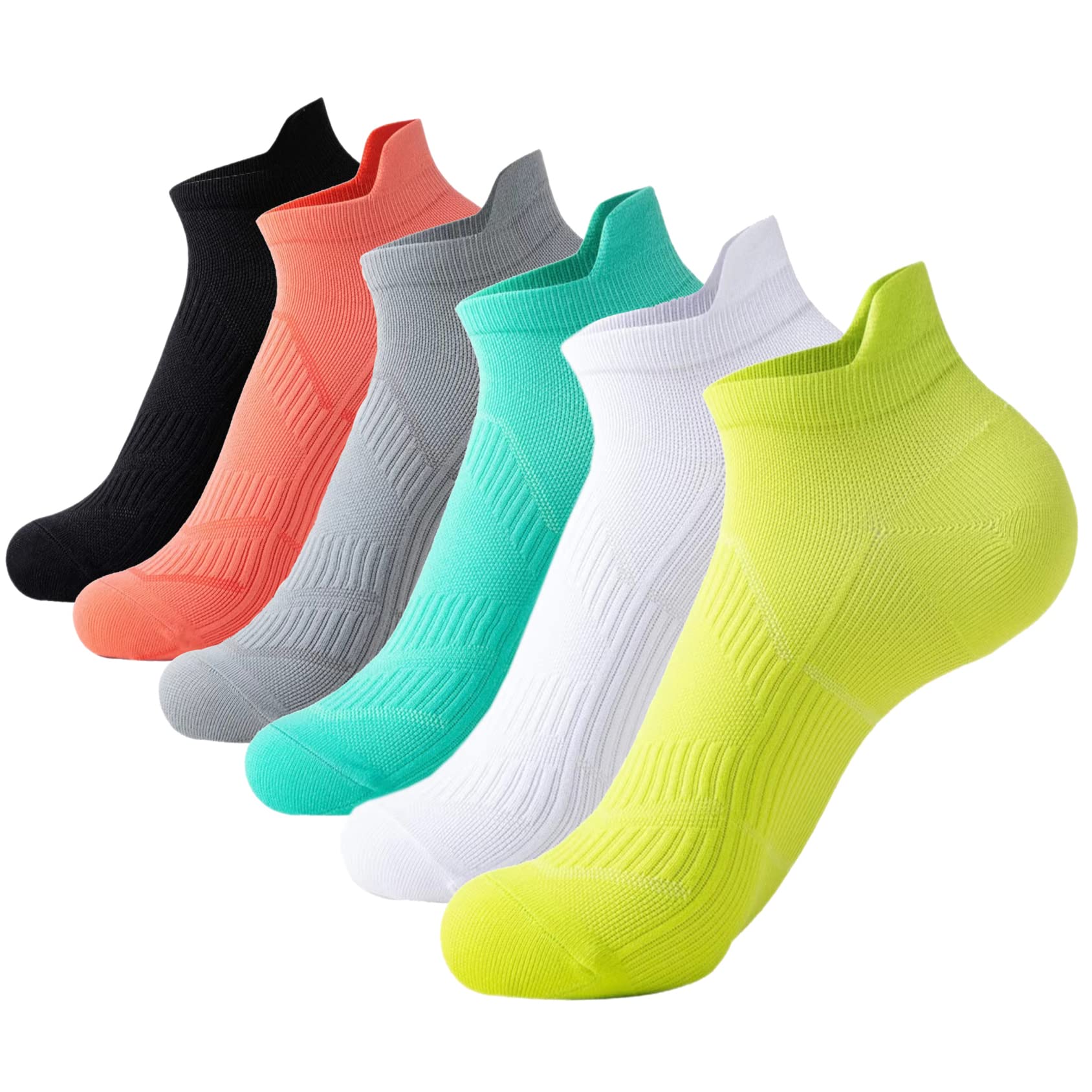 Tomily 6 Pairs Athletic Running Socks Soft Low Cut Ankle Compression Socks for Men Womens (Large, Mix Color(6 Pairs))