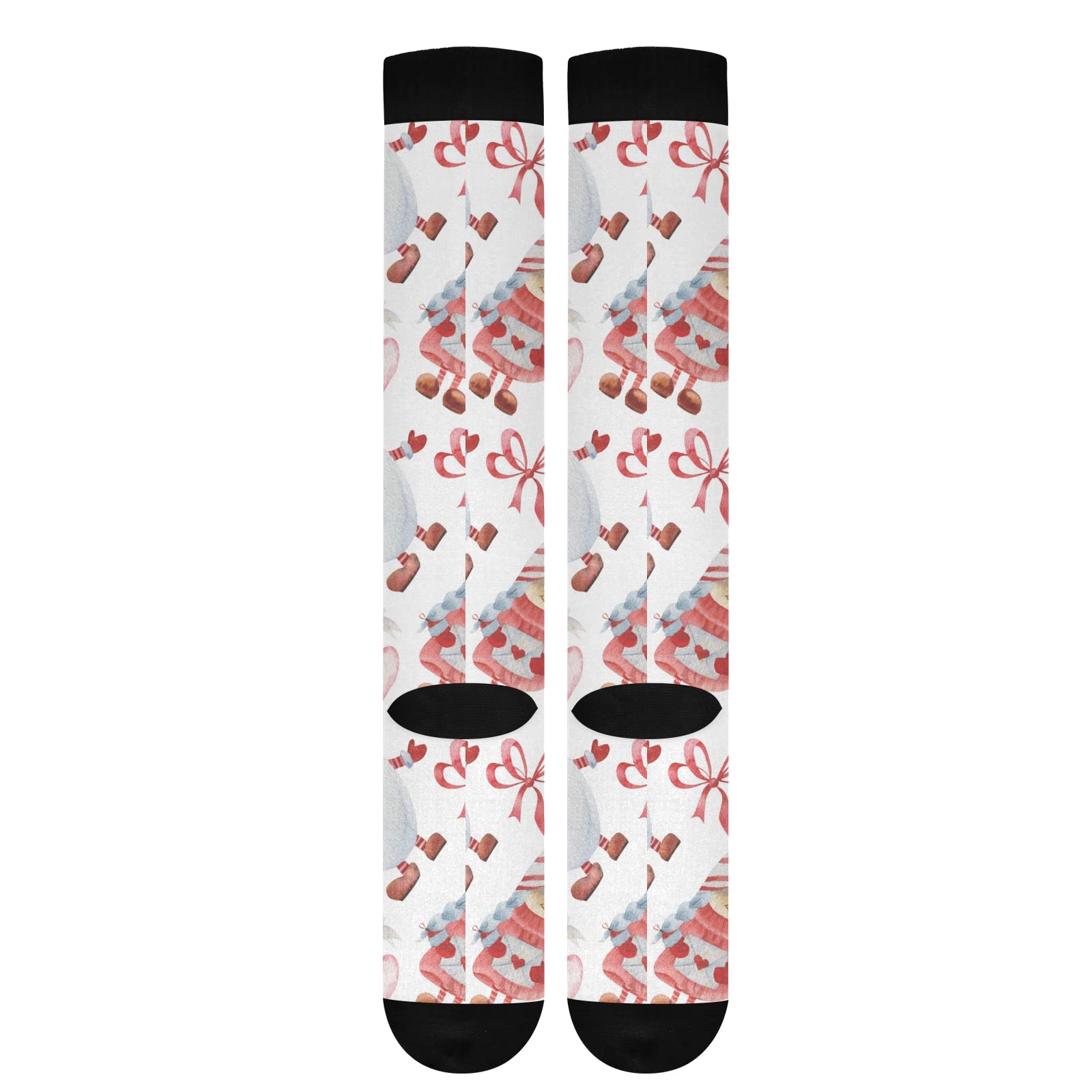 xigua Valentine's Mother's Day Cute Gnome Compression Socks 20-30mmHg Knee High Stockings for Sport Nursing - 1 Pair