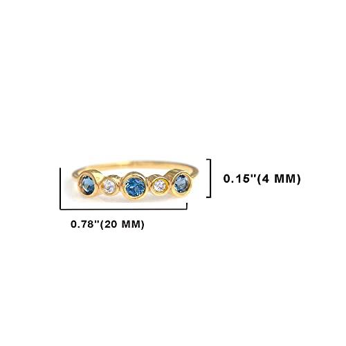 YoTreasure 18kt Gold Over Silver Dainty London Blue Topaz Ring Eternity Band Jewelry