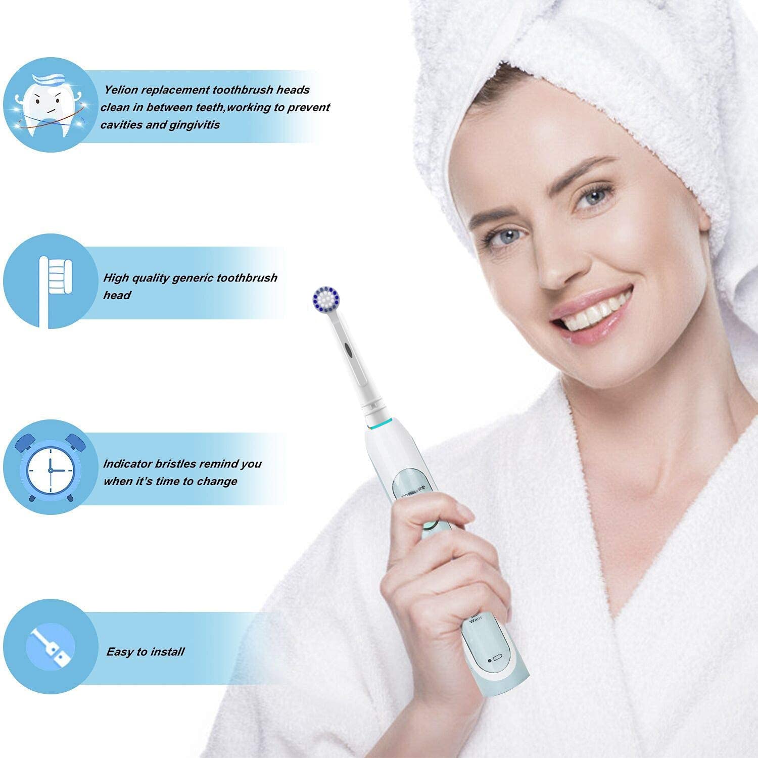 Replacement Toothbrush Heads Compatible with Oral B Braun, 4 Pack Professional Electric Toothbrush Heads Sensitive Clean Brush Heads Refill for Oral-B 7000/Pro 1000/9600/ 500/3000/8000