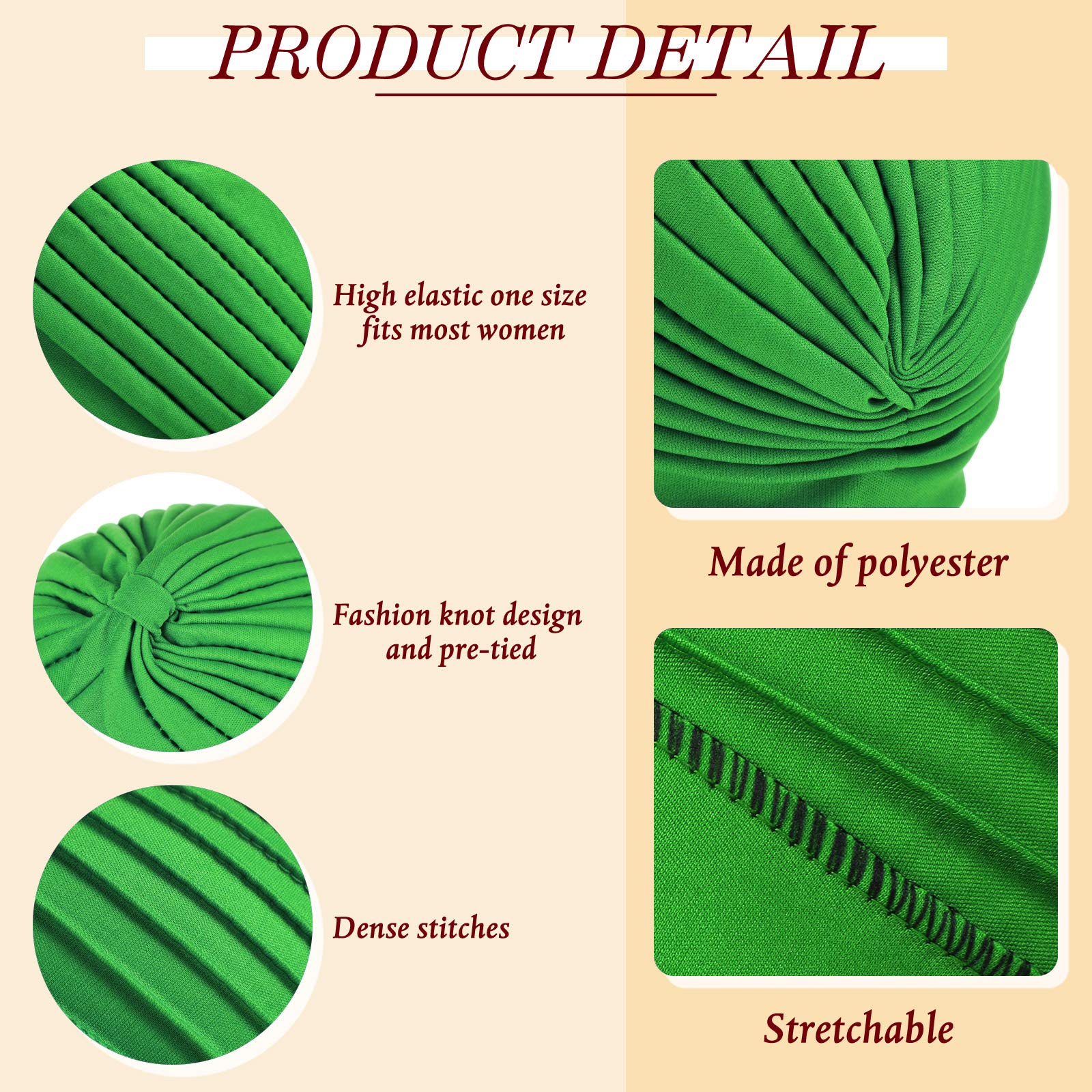 SATINIOR 15 Pieces Stretchy Turban Cap Chemo Head Wraps Twisted India's Hat Turbans for Women
