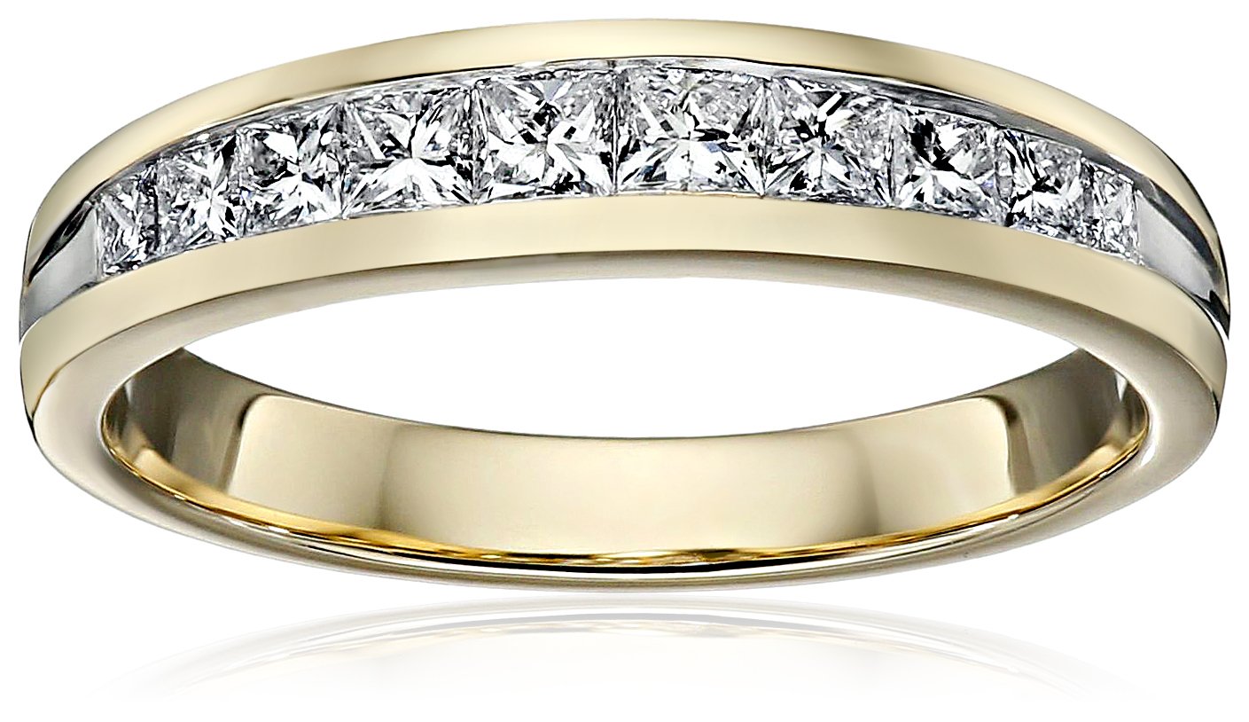 Princess Channel In 14k Yellow Gold Wedding Band (1/2cttw, H-I Color, I1-I2 Clarity), Size 7