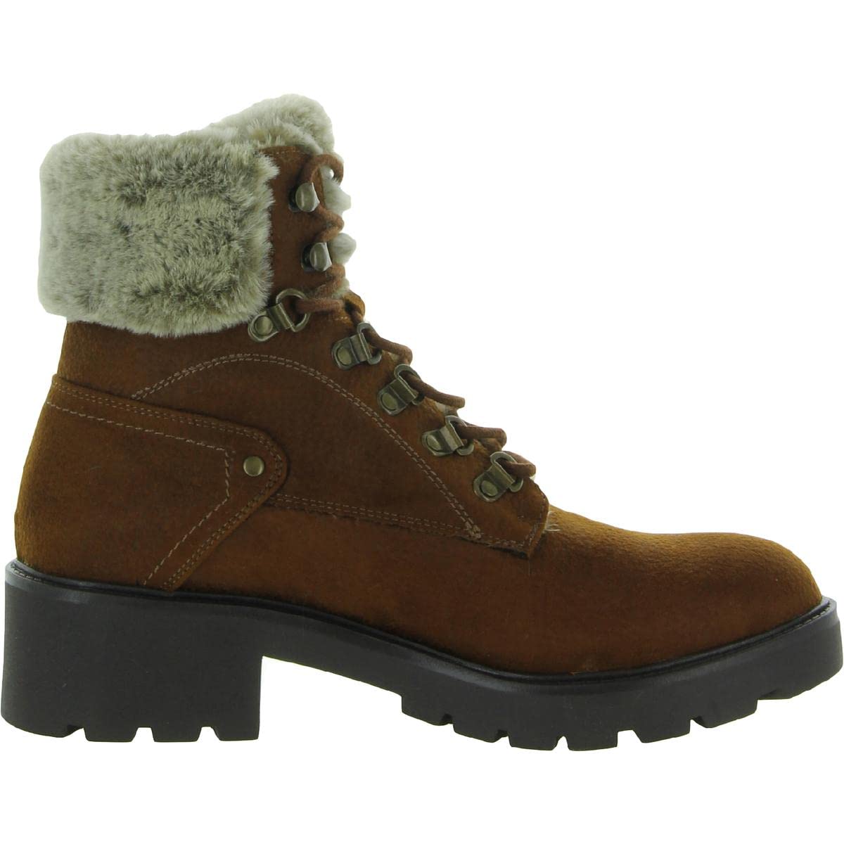 WHITE MOUNTAIN Womens Deserve Leather Lug Sole Hiking Boots Brown 5 Medium (B,M)