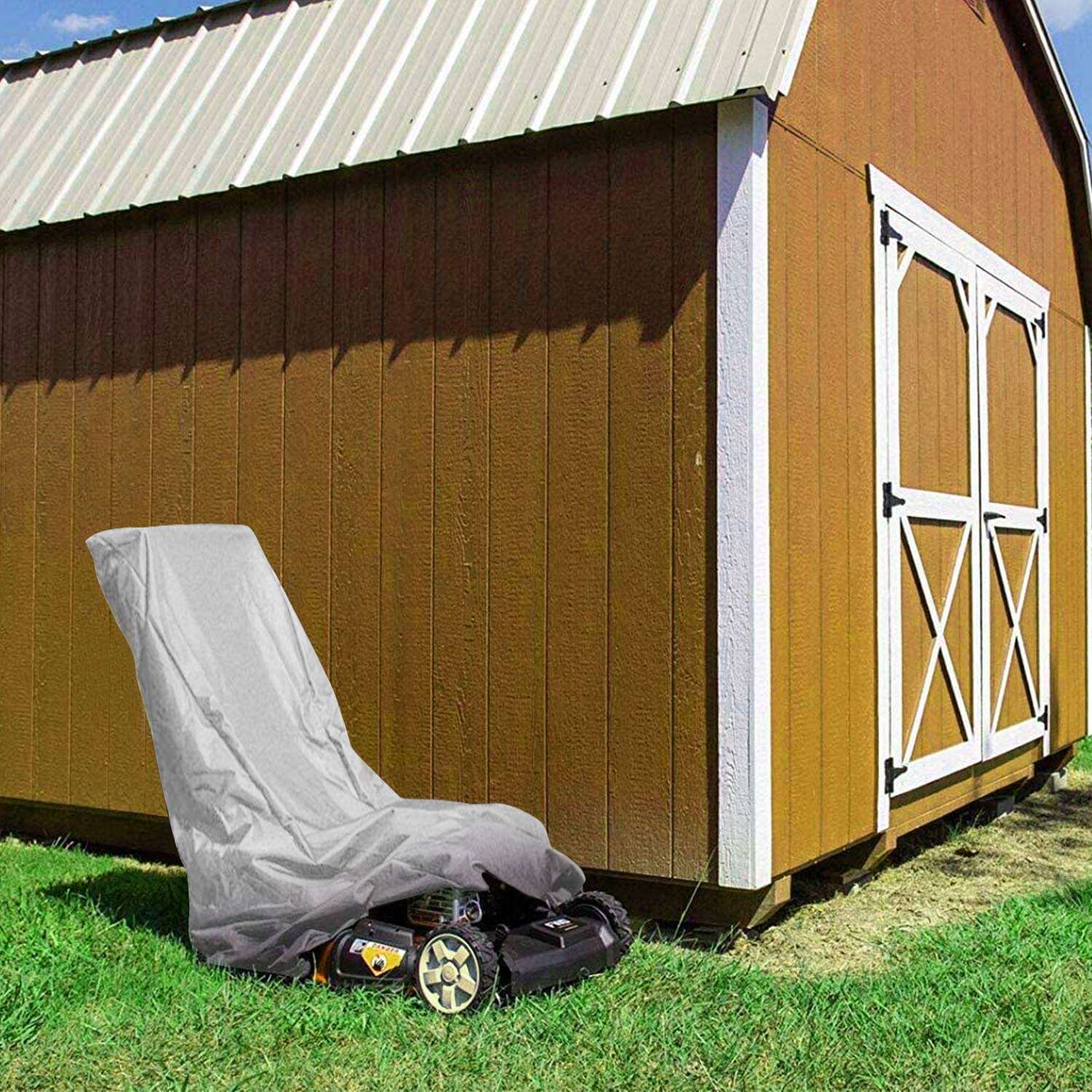 SEAZEN Waterproof Heavy Duty Lawn Mower Cover, UV and Dust Protection Push Mower Cover, Universal Fit with Drawstring & Storage Bag