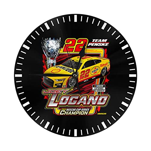RATRIG Joey Logano 22 10 in Round Wall Clock Silent Non Ticking Home Office Classroom School Decor Bedroom Bathroom Modern Simple Style