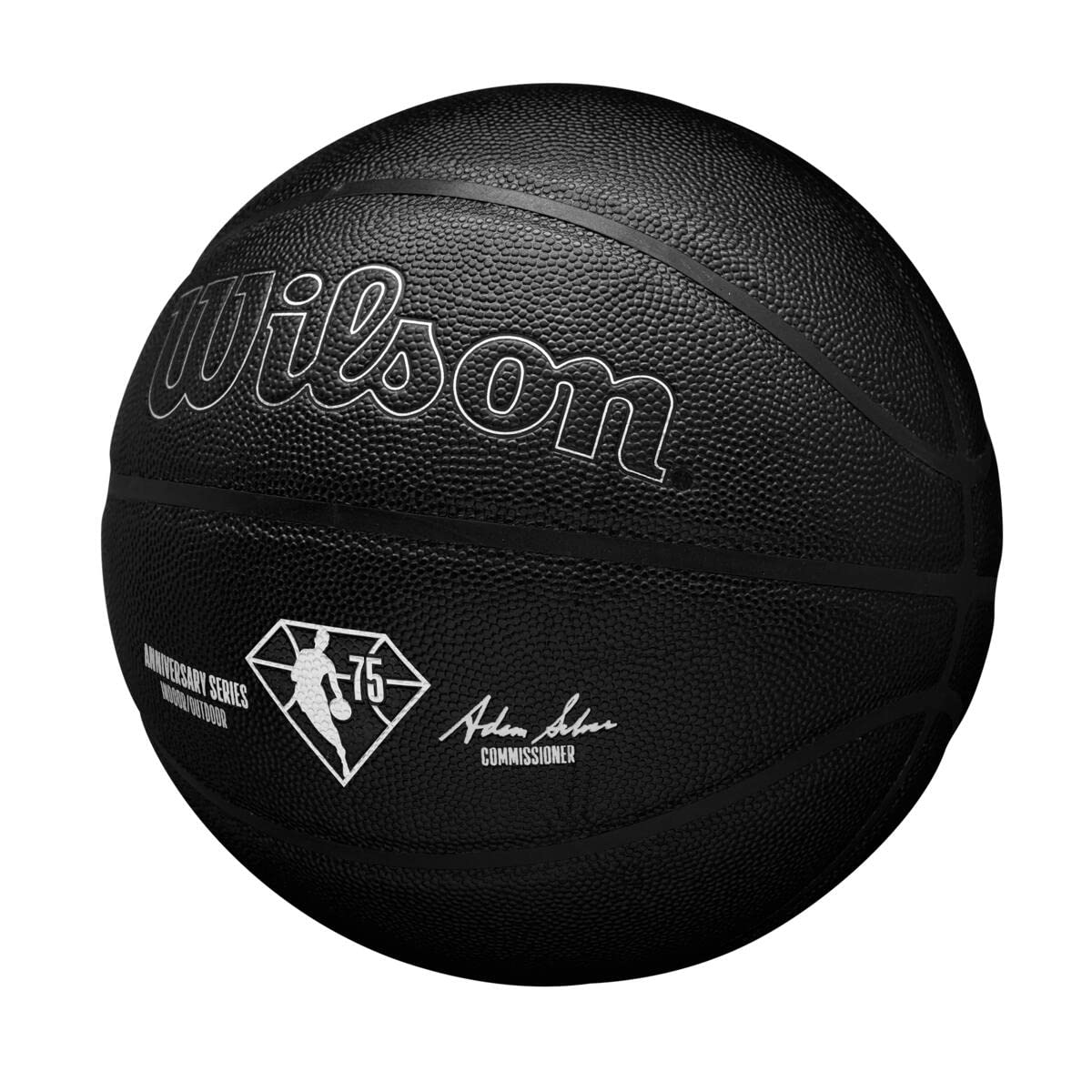 WILSON NBA 75th Indoor Outdoor Basketball - Black/Silver, Size 7-29.5"